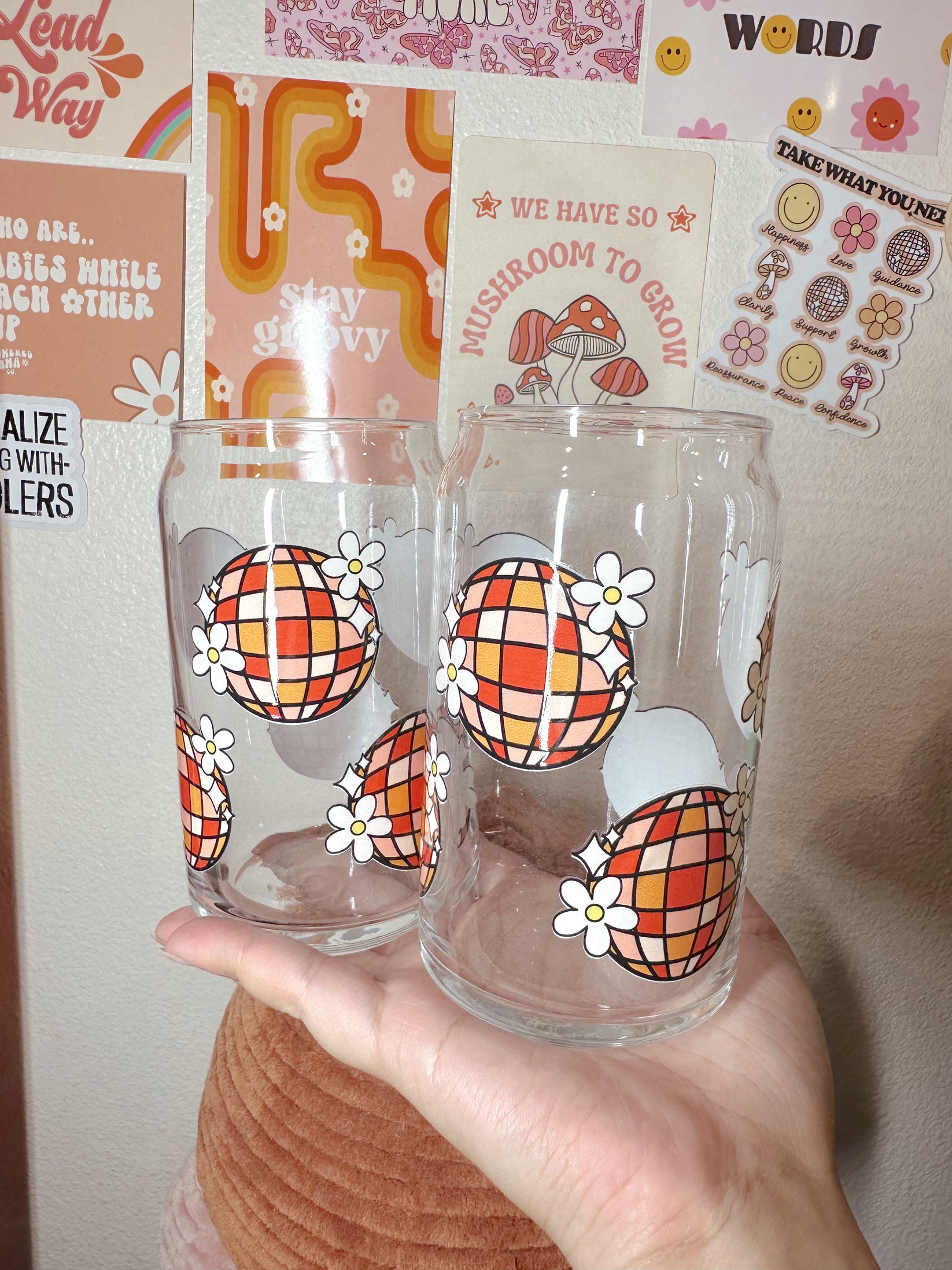 Disco Daisy Glass Cup – amarieacreates